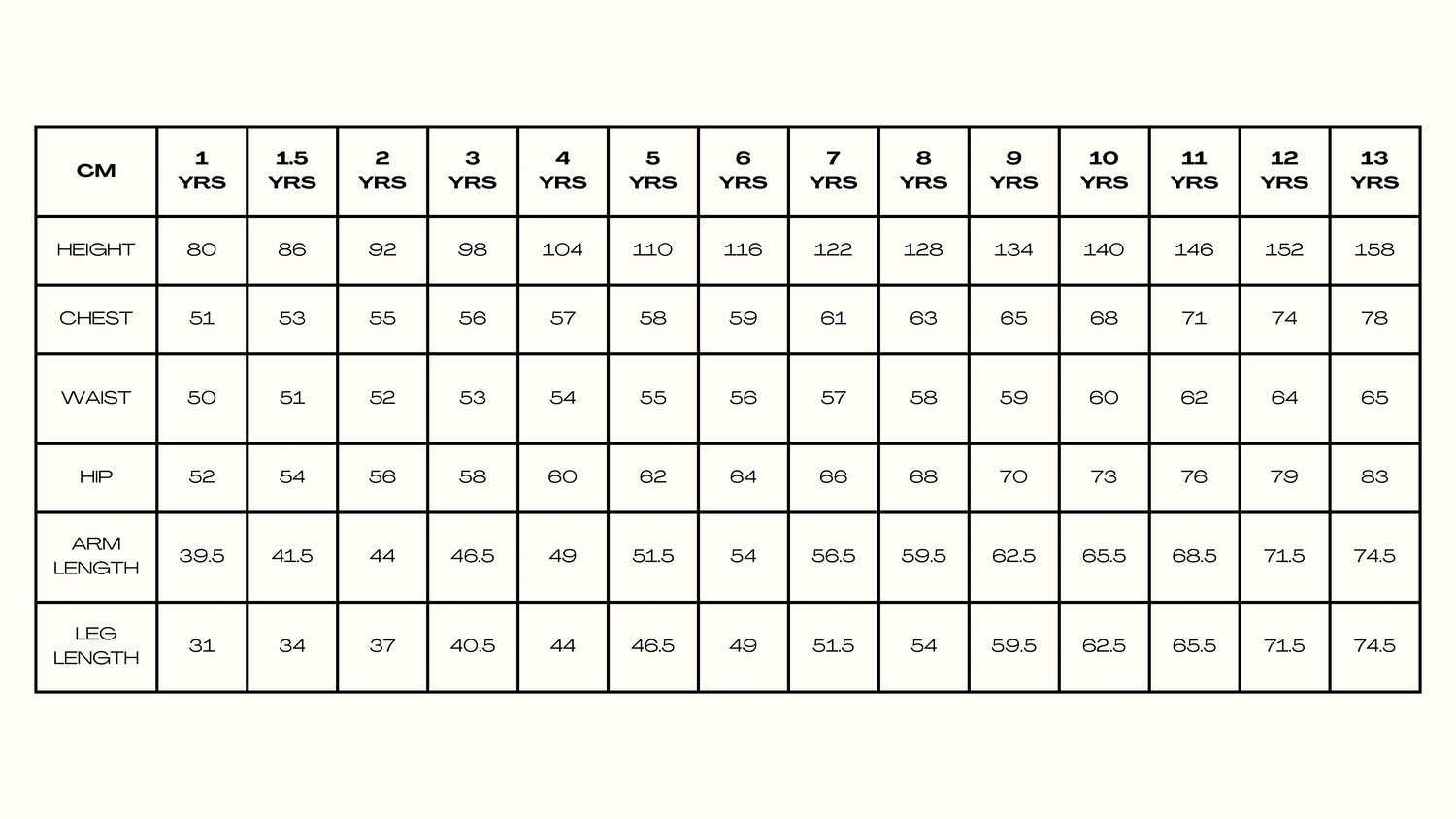 SIZE CHART – RÊVE DE RIVE